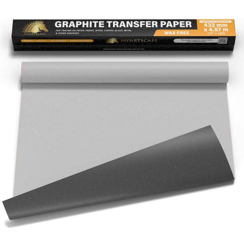 Graphite Transfer Paper Roll, Wax-Free, 17" x 15ft Roll – MyArtscape
