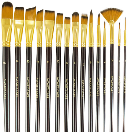 Long Handle Paint Brush, Set of 15 Art Brushes – MyArtscape