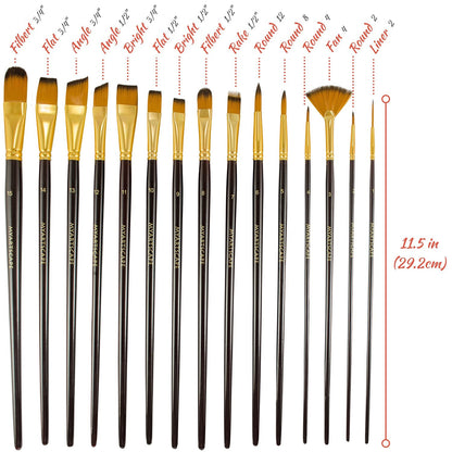 Long Handle Paint Brush, Set of 15 Art Brushes – MyArtscape